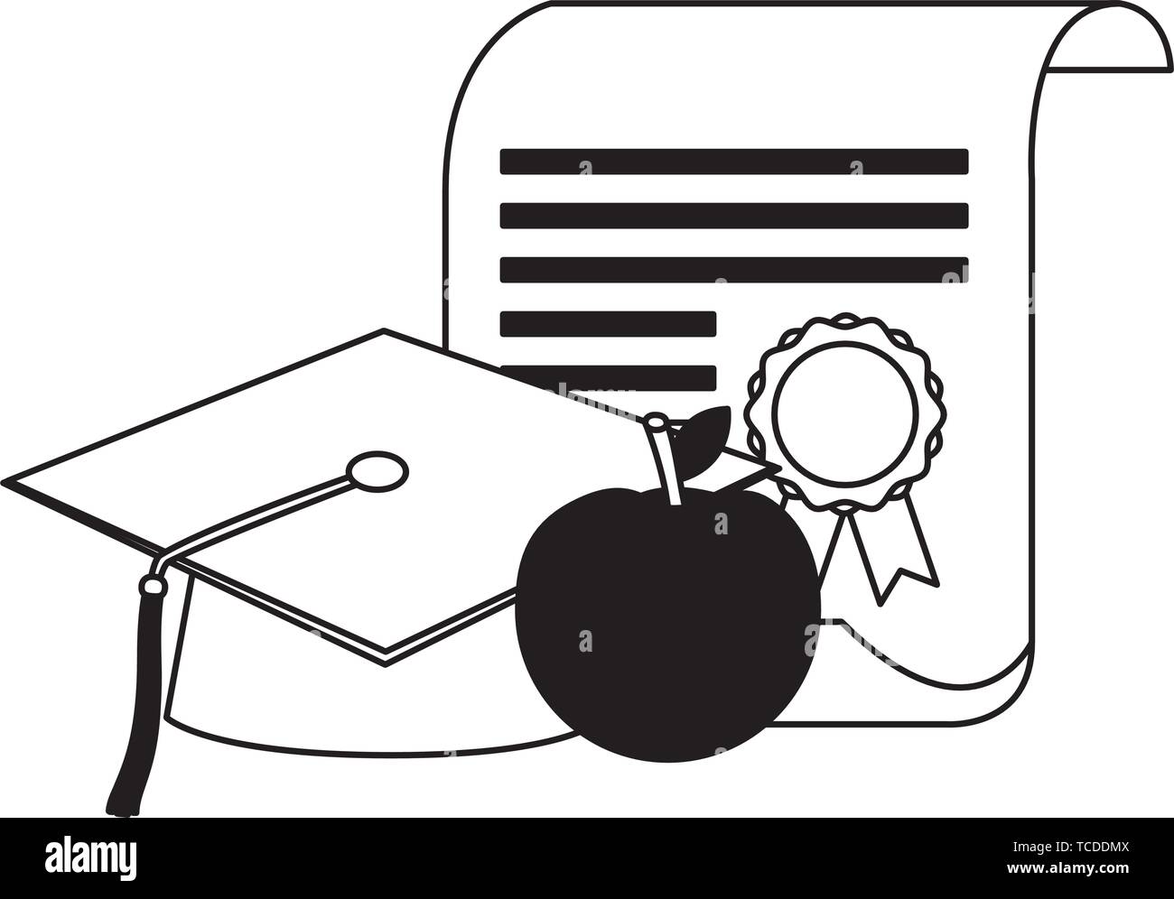 graduation hat school diploma and apple Stock Vector Image & Art - Alamy