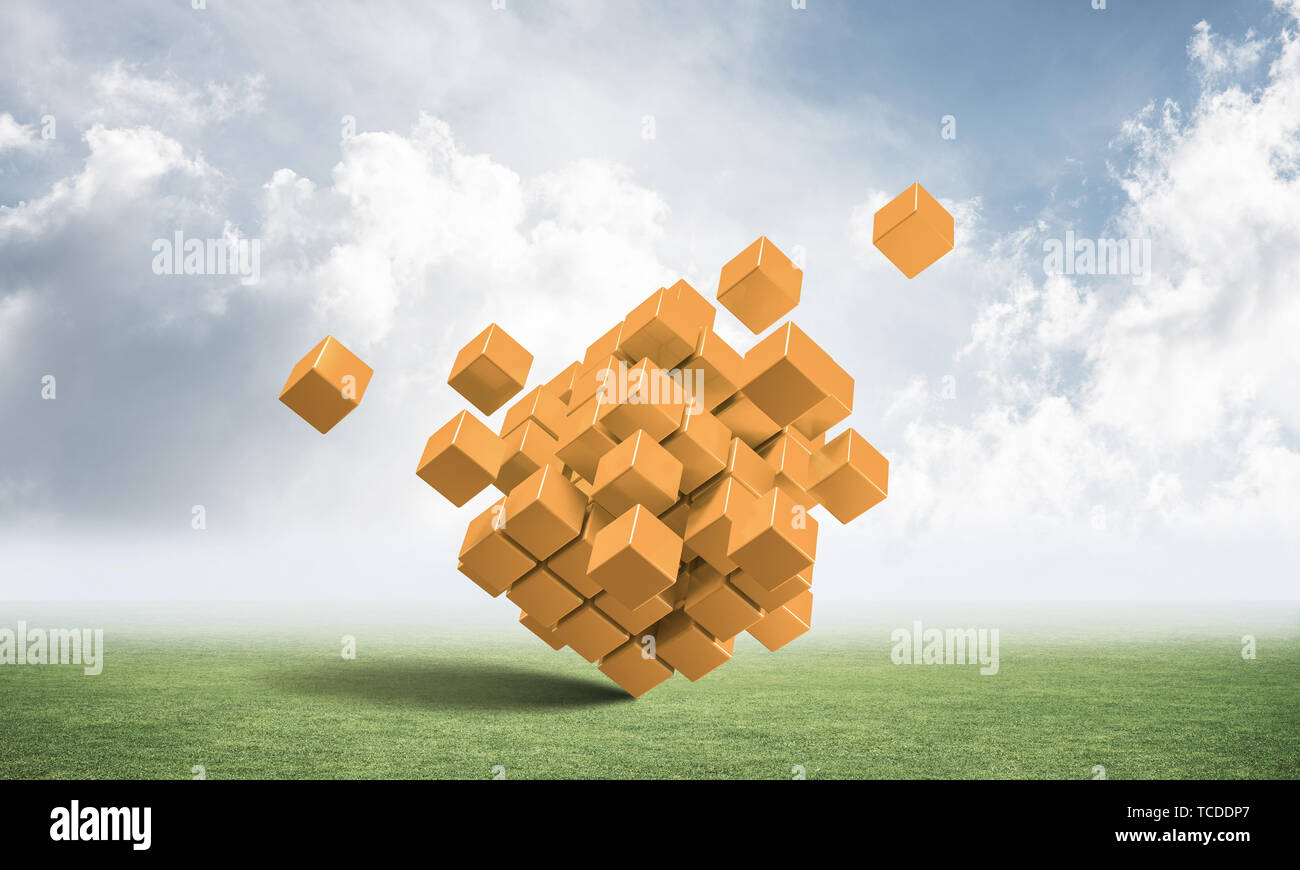 3d rendering orange cube hi-res stock photography and images - Alamy