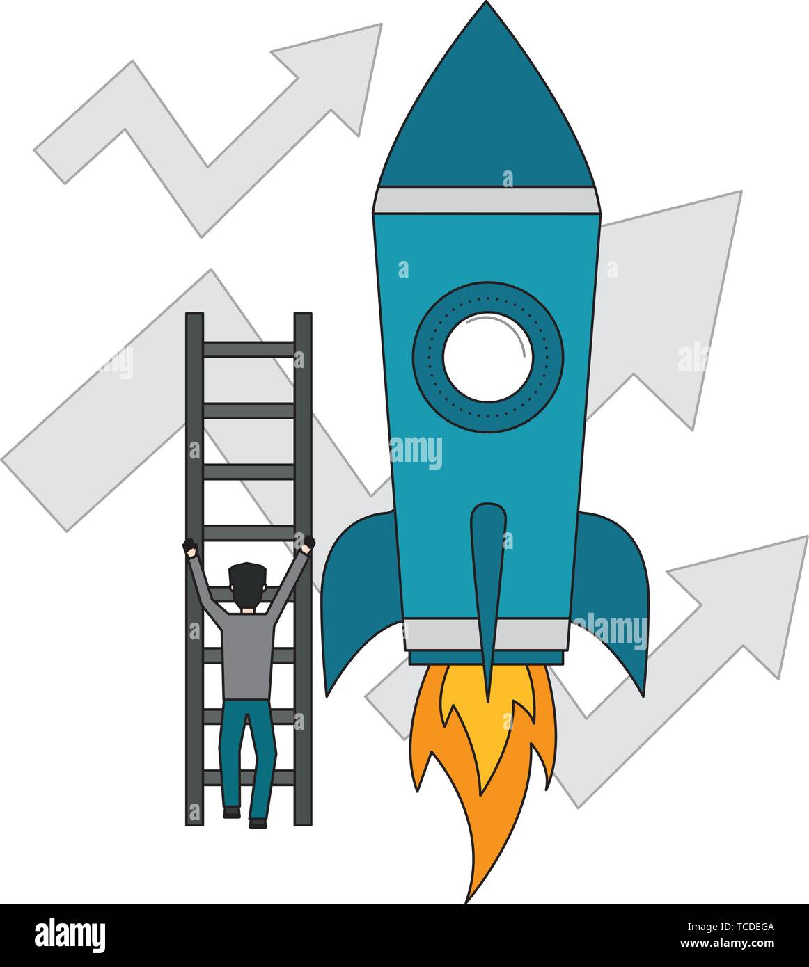 Businessman Climbing Up Ladders Stock Vector Images - Alamy
