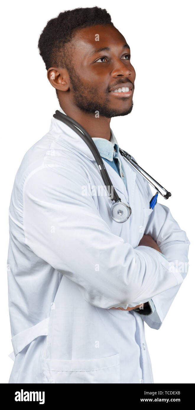 African Medical doctor man isolated on white background Stock Photo - Alamy
