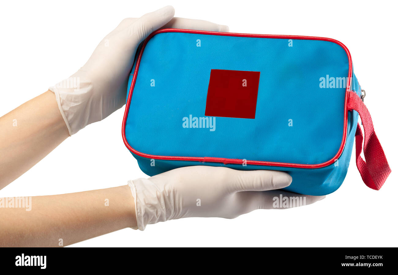 First aid kit with hand Stock Photo - Alamy