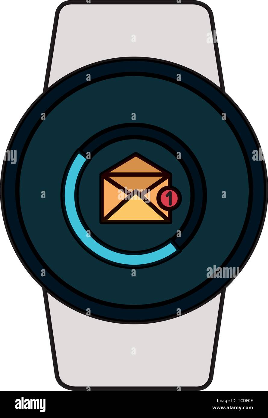 smartwatch with envelope email vector illustration Stock Vector Image ...