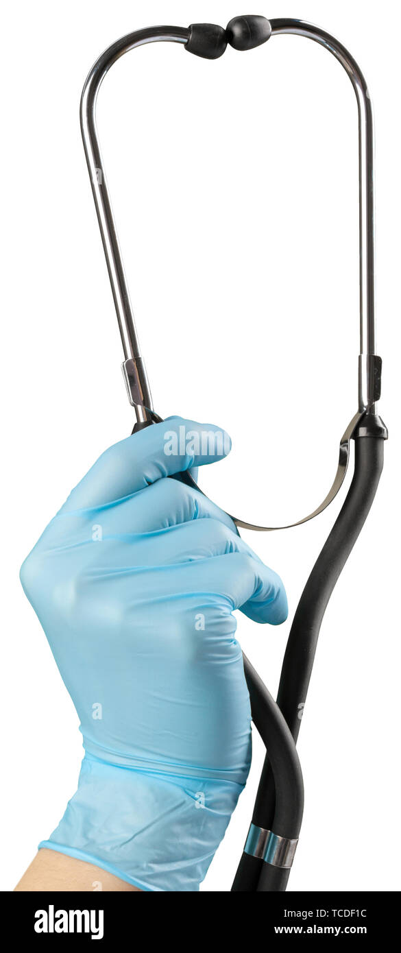stethoscope in hand, close up, isolated on white Stock Photo - Alamy
