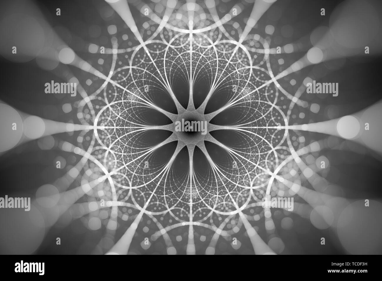 Black and white glowing network intensity map, computer generated abstract effect, 3D render ...