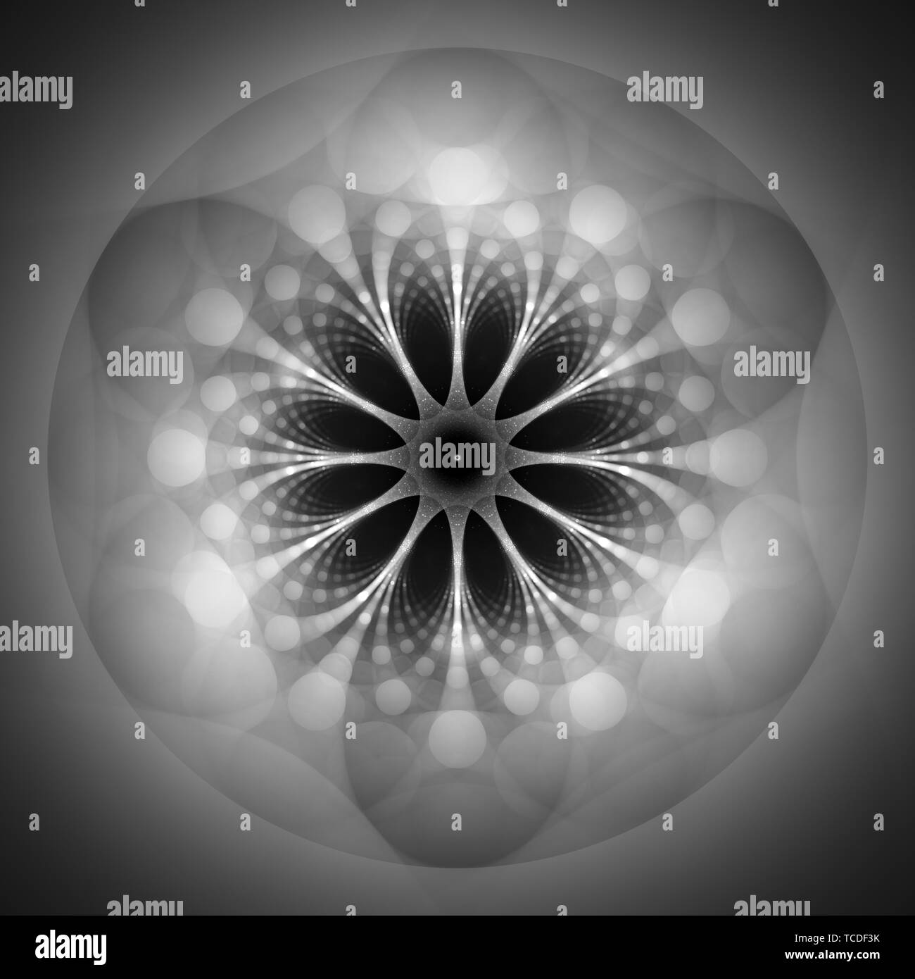 Black and white glowing network intensity map, computer generated abstract effect, 3D render ...