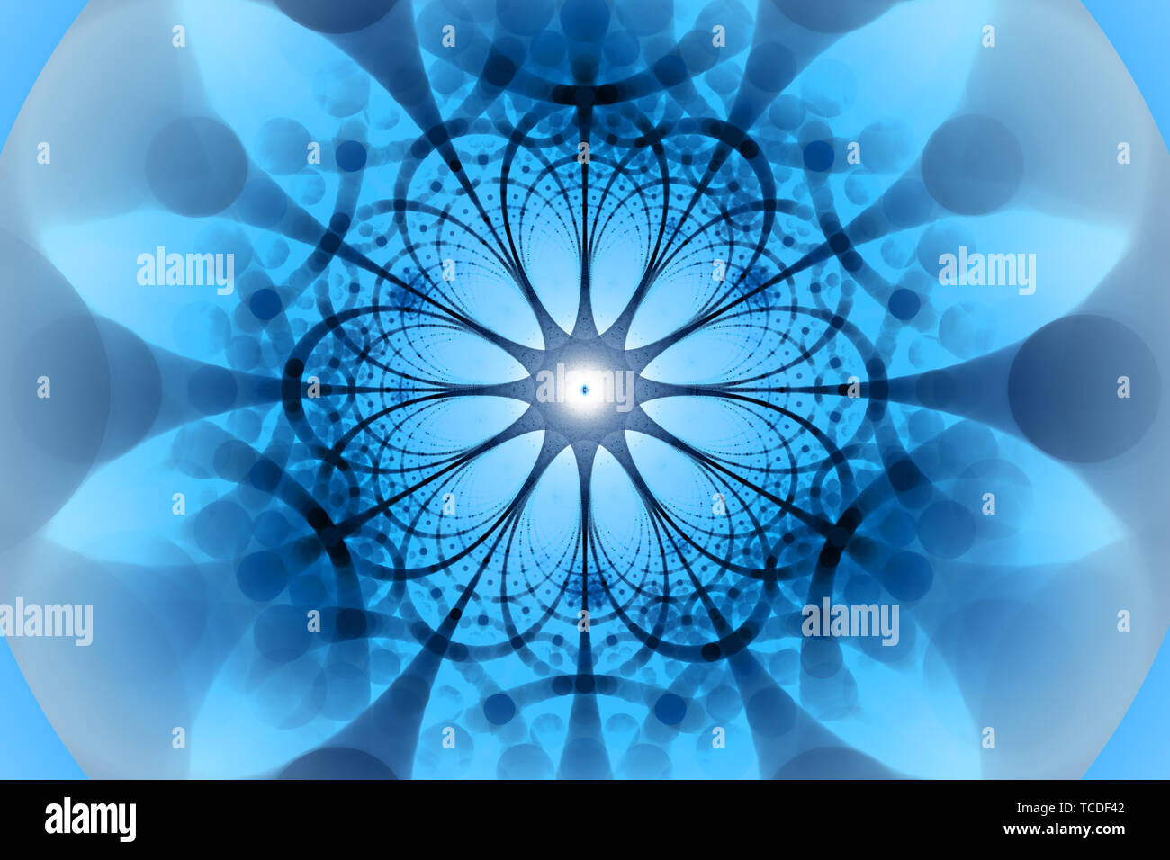 Blue negative network fractal concept, computer generated abstract ...