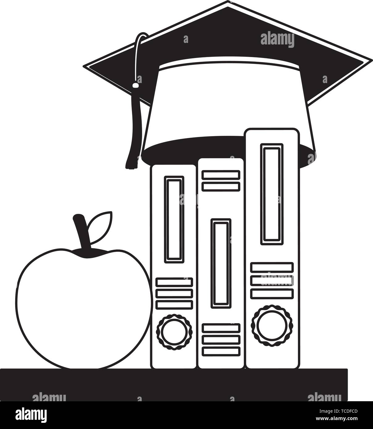 Graduation Cap On Stack Books Stock Vector Images - Alamy