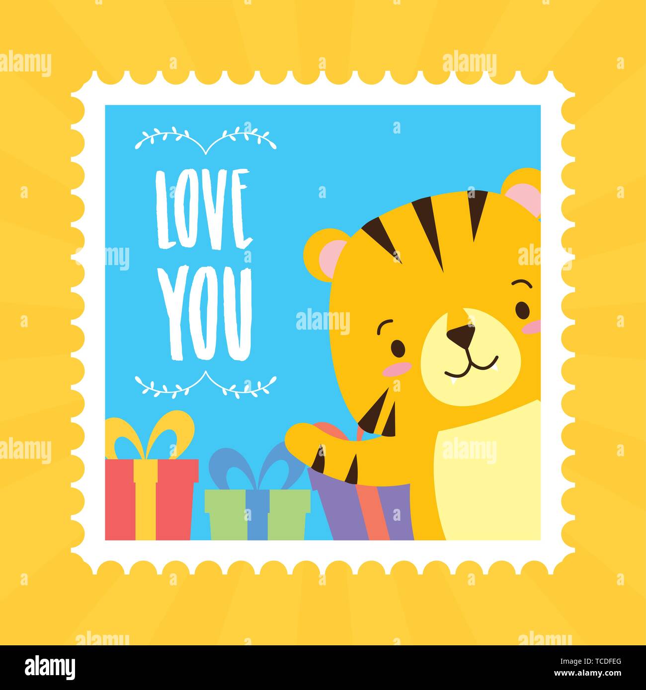 cute animal mail stamp Stock Vector Image & Art - Alamy