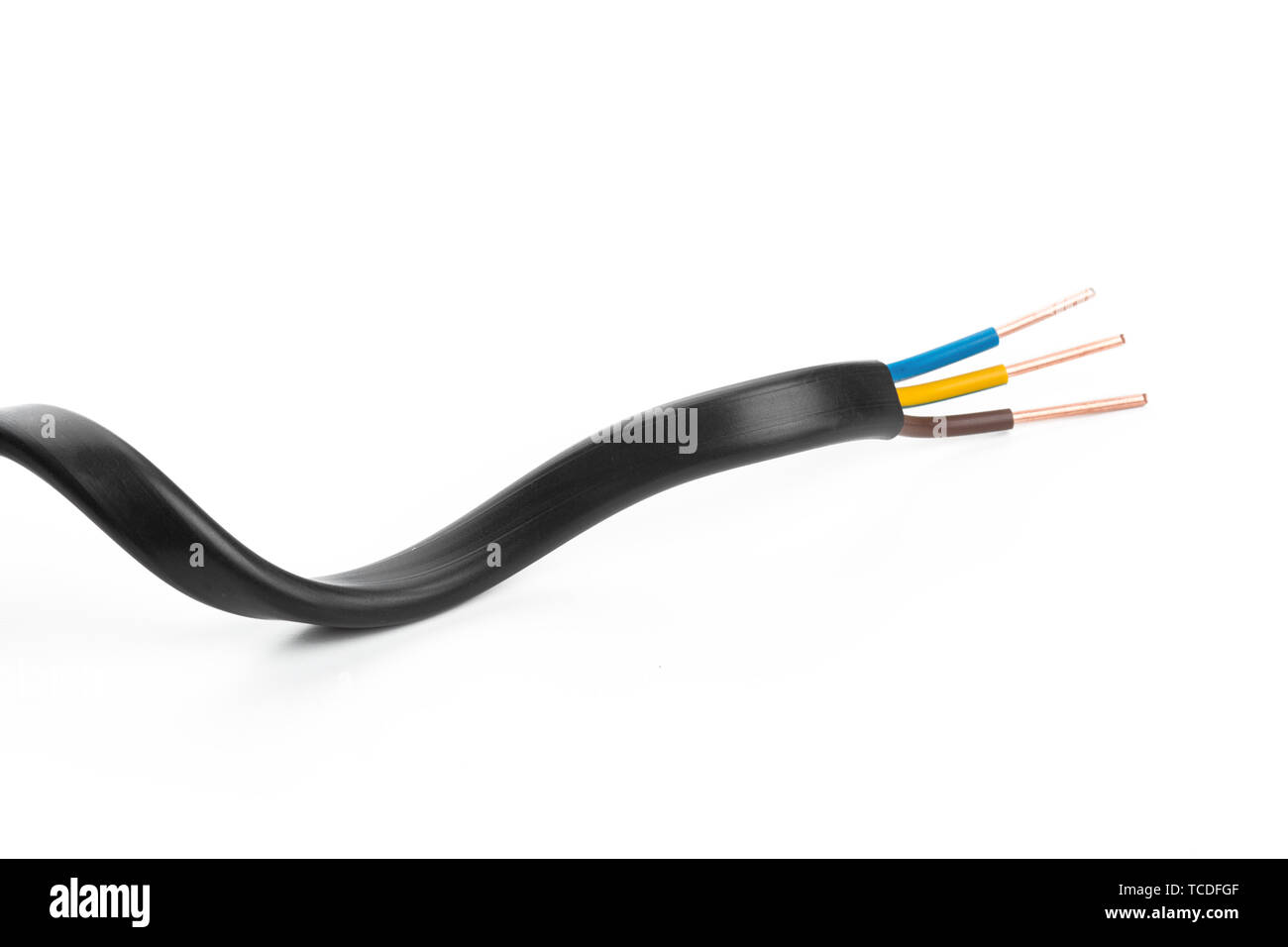 Electric screened cable with many wires isolated on white Stock Photo ...