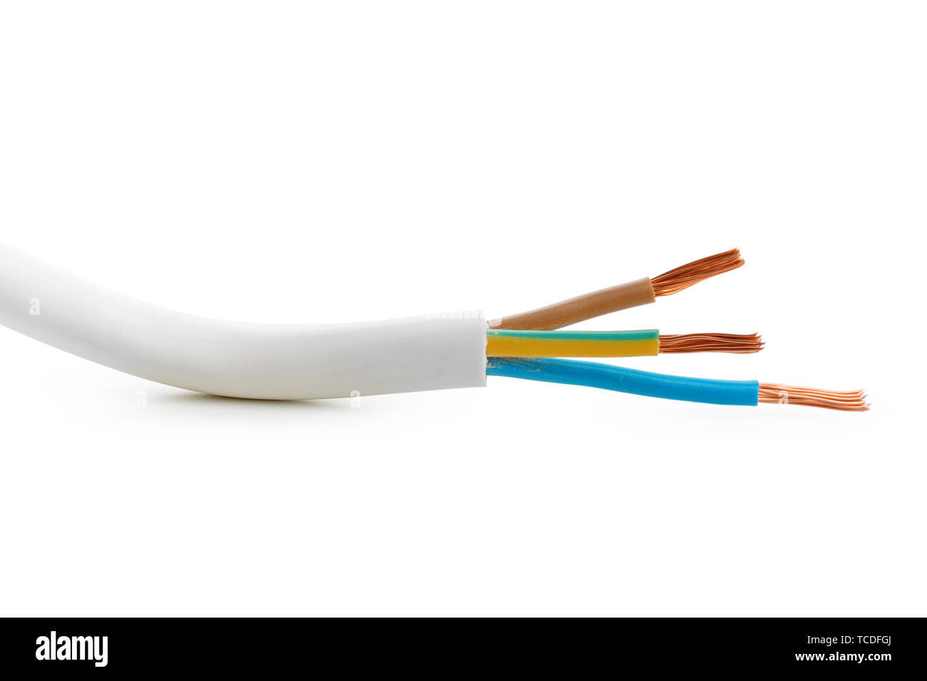 Electric screened cable with many wires isolated on white Stock Photo ...
