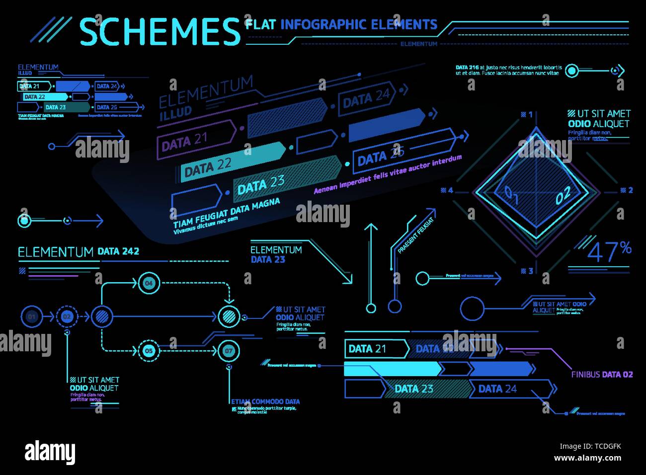Schemes Flat Infographic Elements Collection Stock Vector Image & Art ...