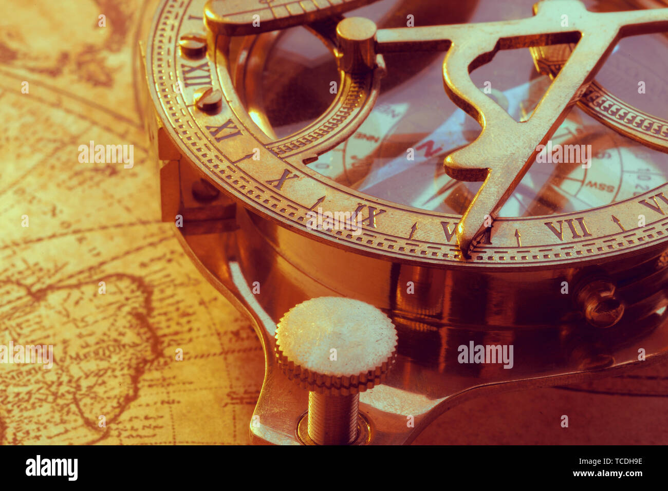 Old compass over ancient map Stock Photo - Alamy