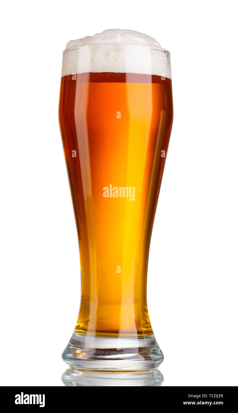 beer in a glass isolated on white Stock Photo - Alamy