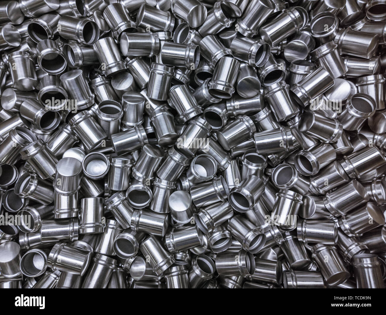 Shiny cold deformated cylindrical steel parts flat background Stock ...