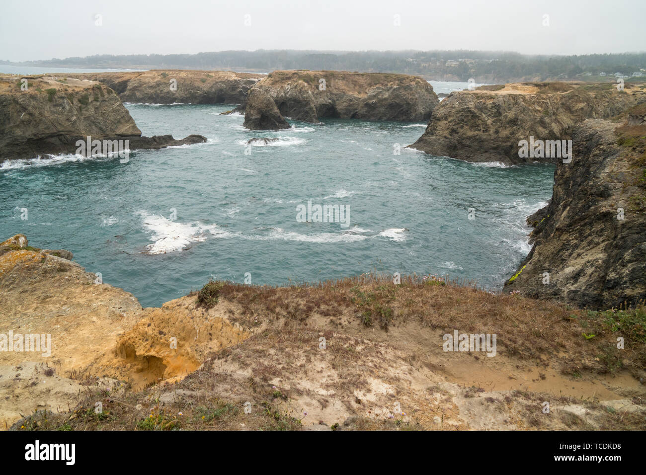 Ocean bay landscape with cliffs and islands Stock Photo - Alamy