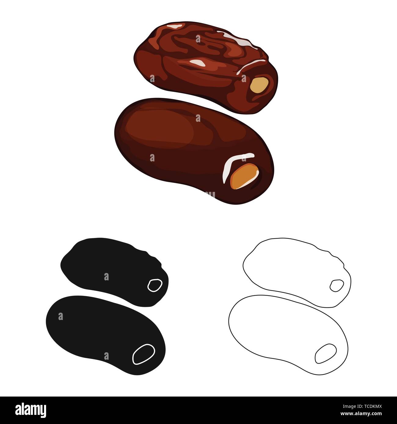 Vector illustration of dates and palm symbol. Set of dates and islam ...