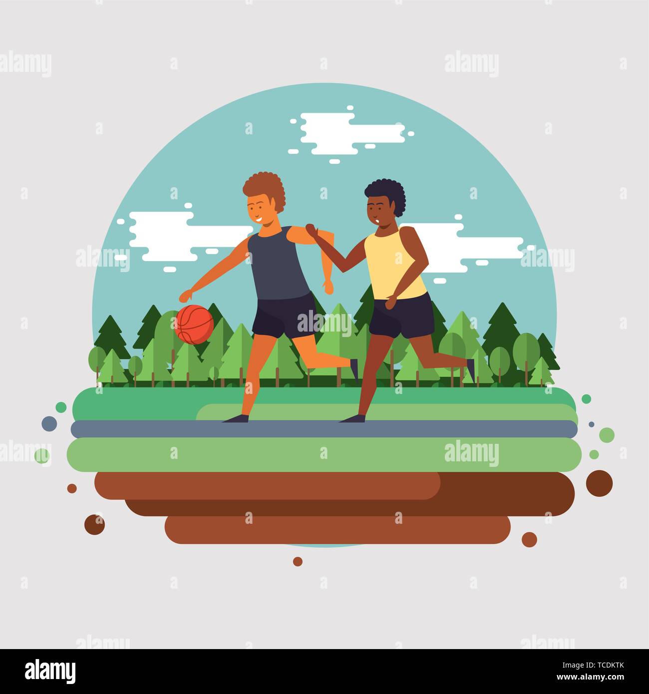 People training basketball at park cartoon Stock Vector Image & Art - Alamy