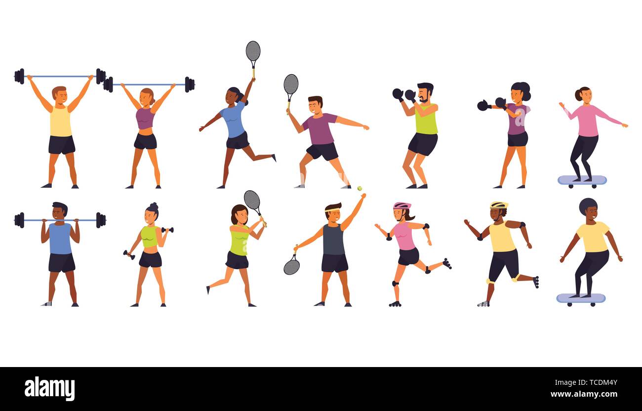 People training sports cartoons Stock Vector Image & Art - Alamy