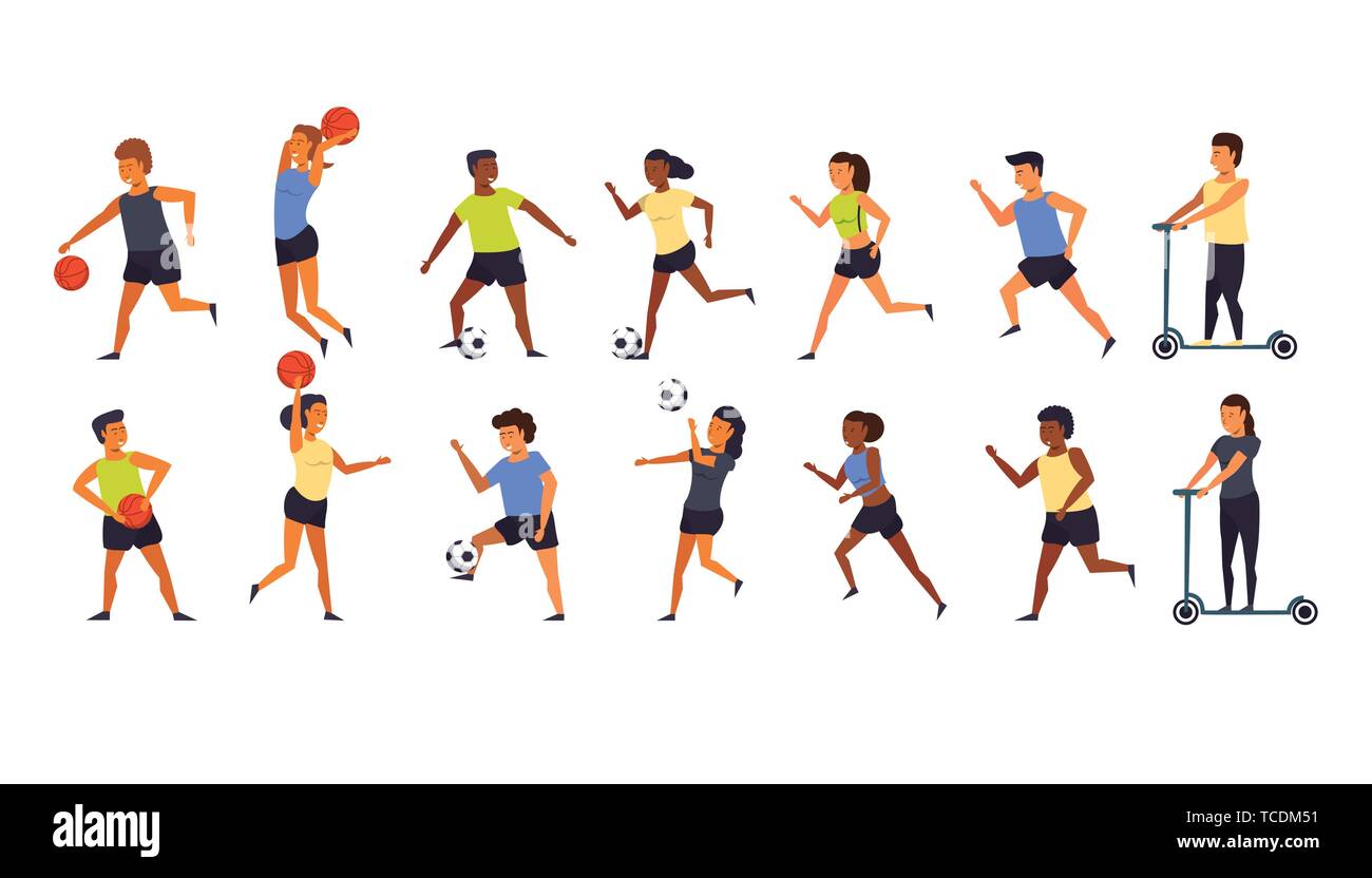 People training sports cartoons Stock Vector Image & Art - Alamy