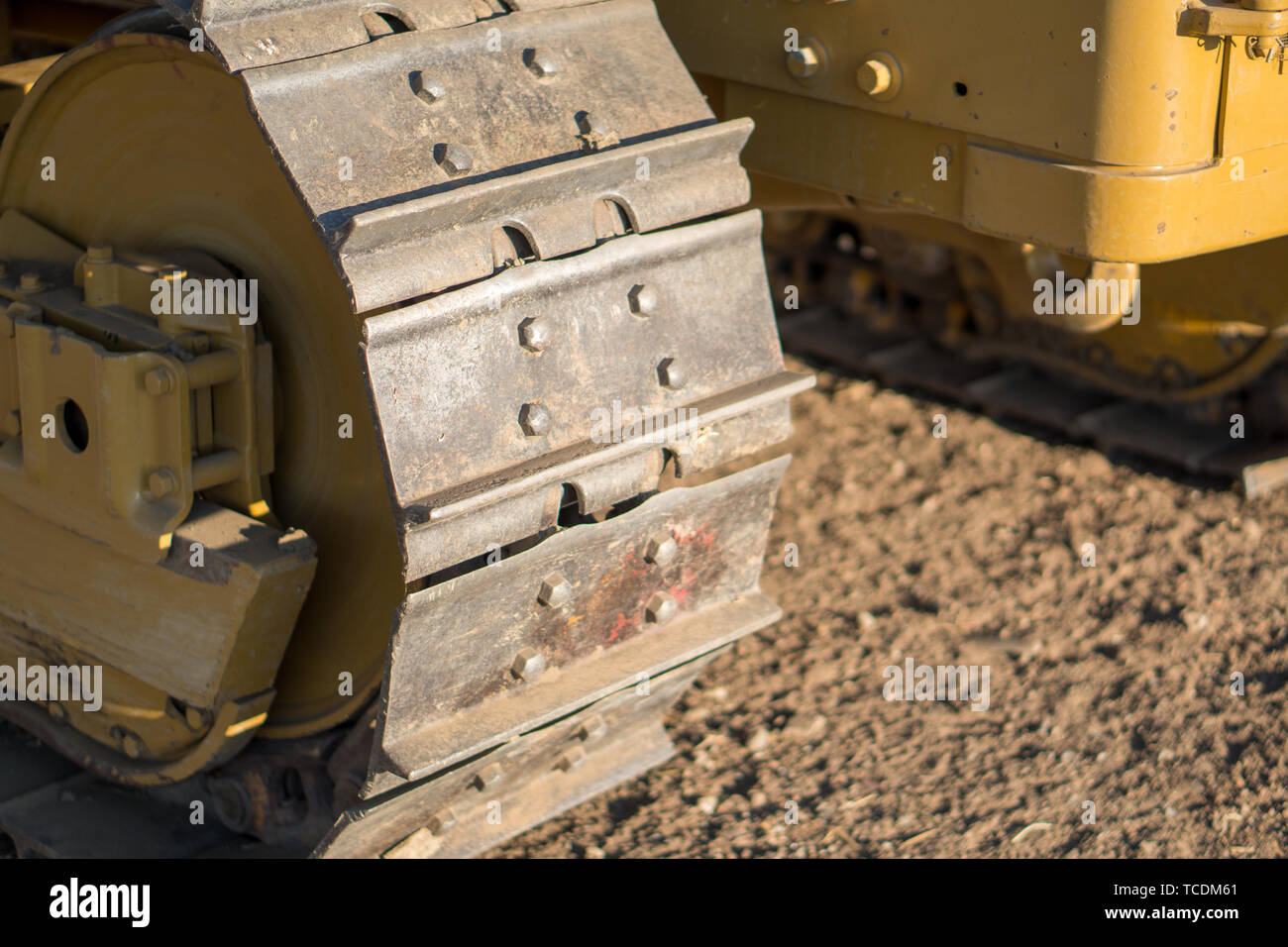 bulldozer old tractor track tread Stock Photo - Alamy