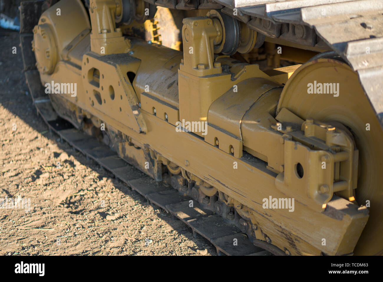 bulldozer old tractor track tread Stock Photo - Alamy