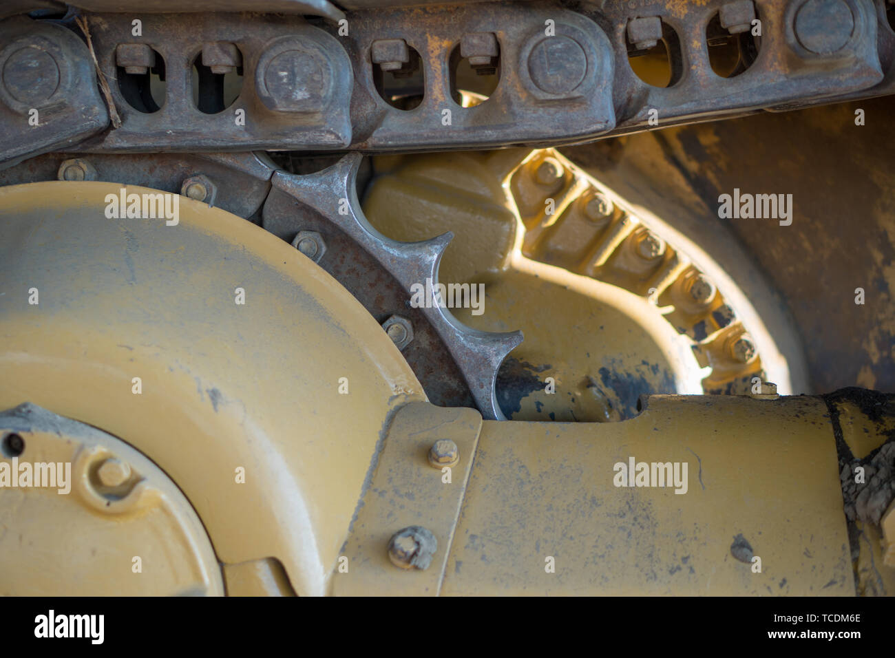 bulldozer old tractor track tread Stock Photo - Alamy