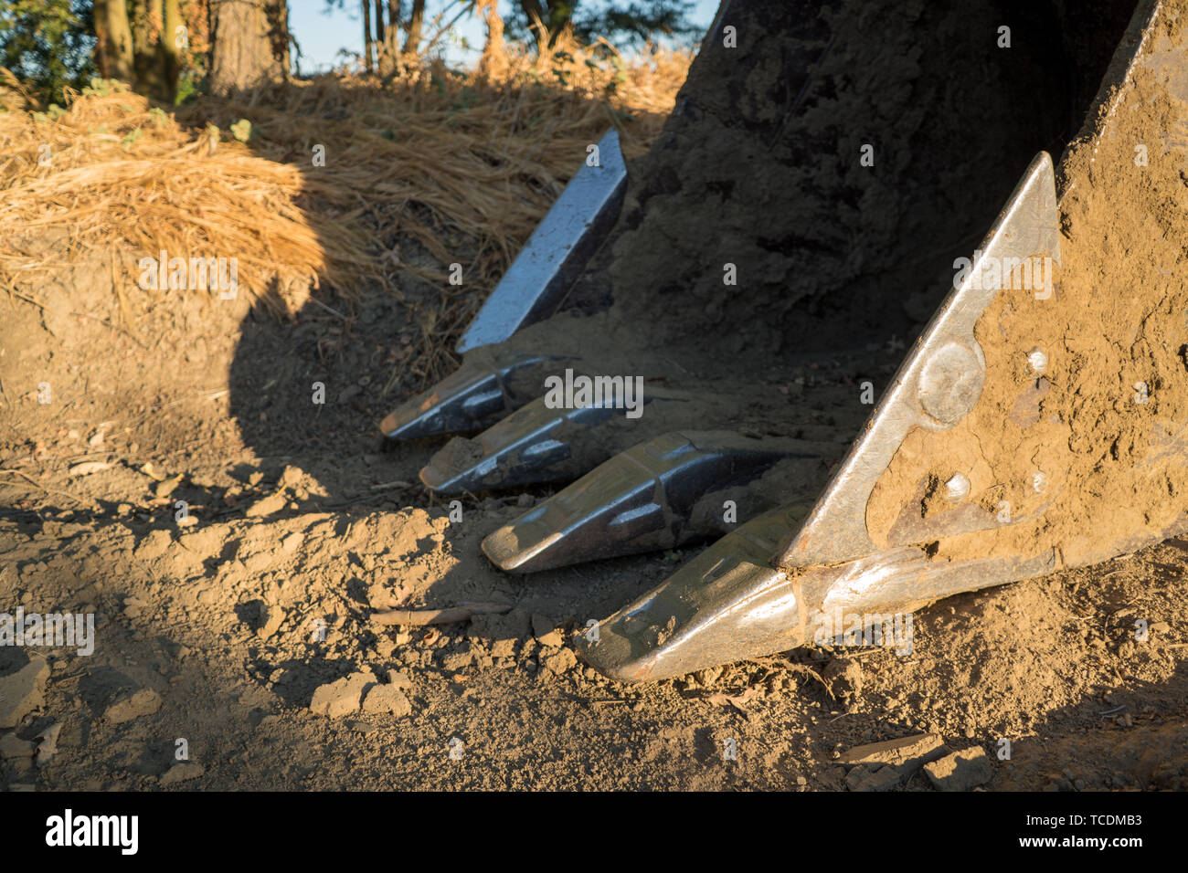 a large excavator digging bucket Stock Photo - Alamy