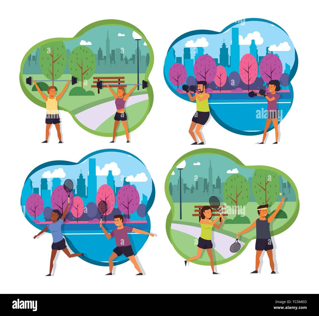 Fitness people training sports cartoons Stock Vector Image & Art - Alamy