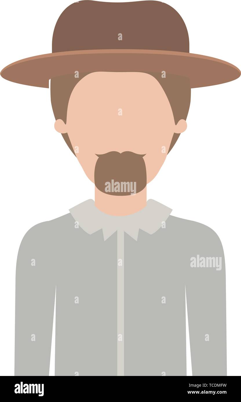 faceless man half body with hat and shirt with short hair and goatee ...