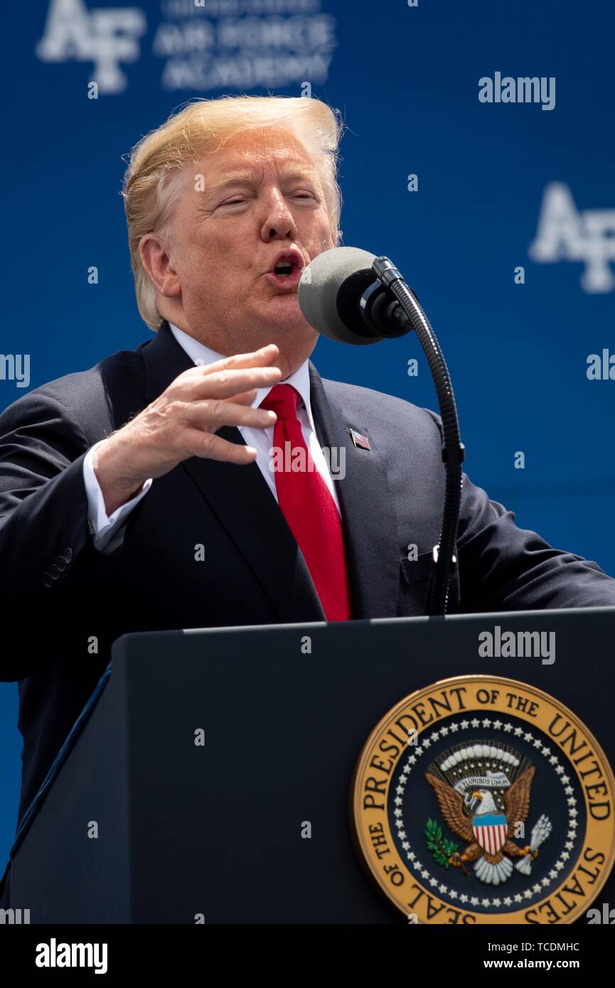 U.S President Donald Trump delivers the commencement address during the ...