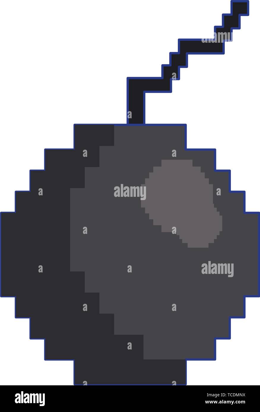 Retro videogame bomb pixelated cartoon isolated blue lines Stock Vector ...