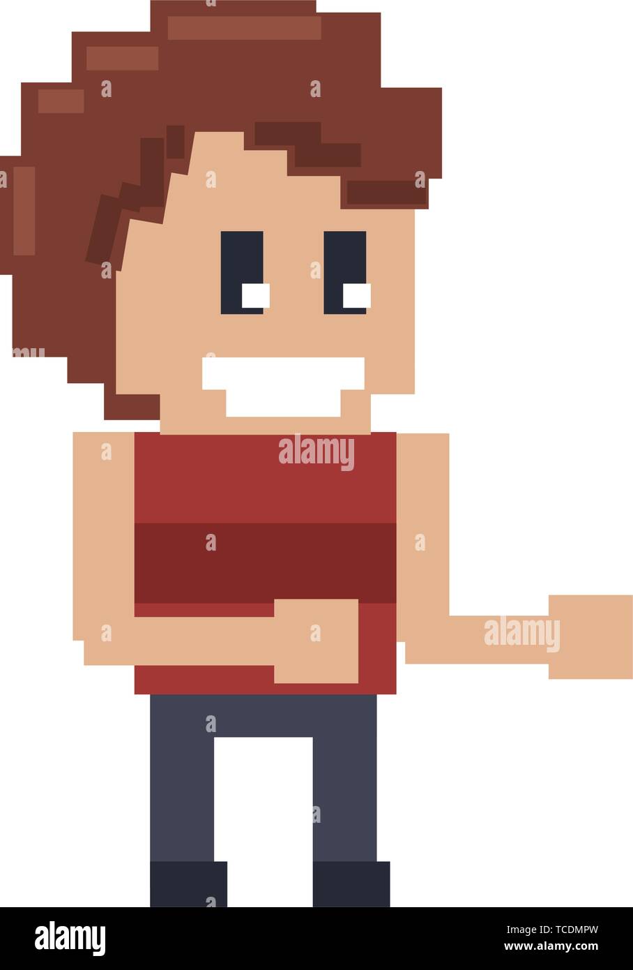 Retro videogame smiling guy characeter pixelated cartoon Stock Vector ...