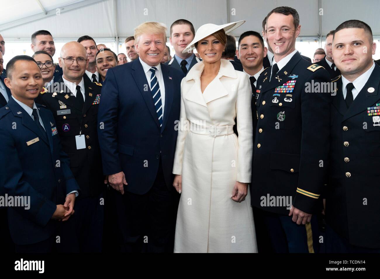 U.S President Donald Trump and First Lady Melania Trump pose with ...