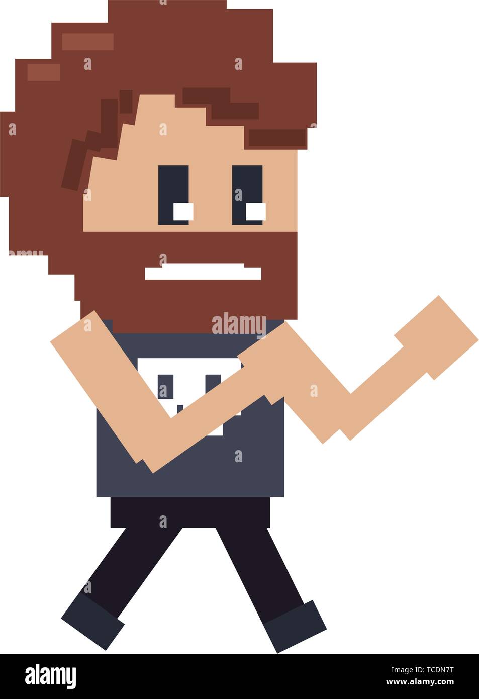 Retro videogame tough guy character pixelated cartoon Stock Vector ...