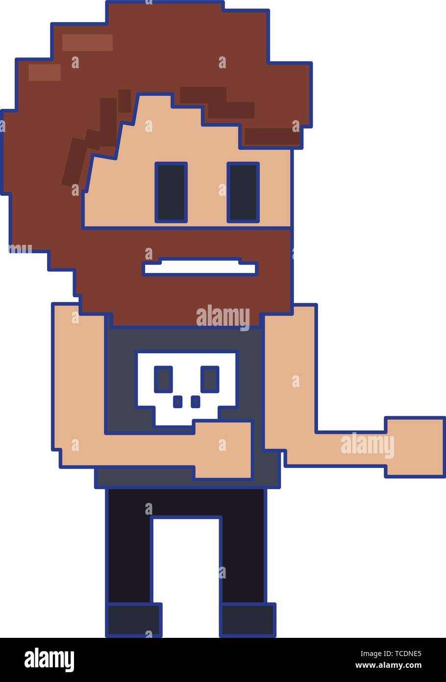 Retro videogame tough guy character pixelated cartoon blue lines Stock ...