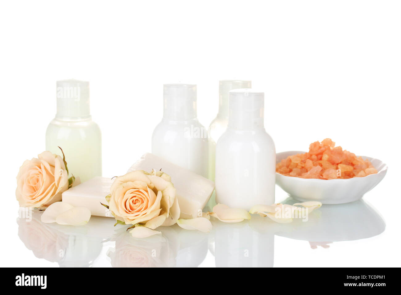 Hotel amenities kit on white background Stock Photo - Alamy