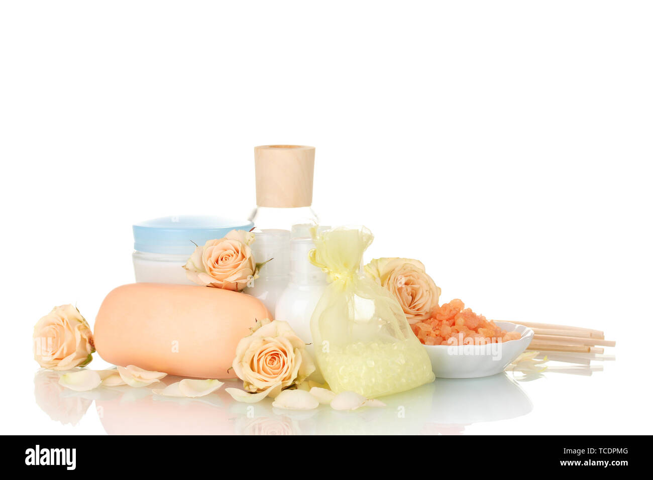 Hotel amenities kit on white background Stock Photo - Alamy