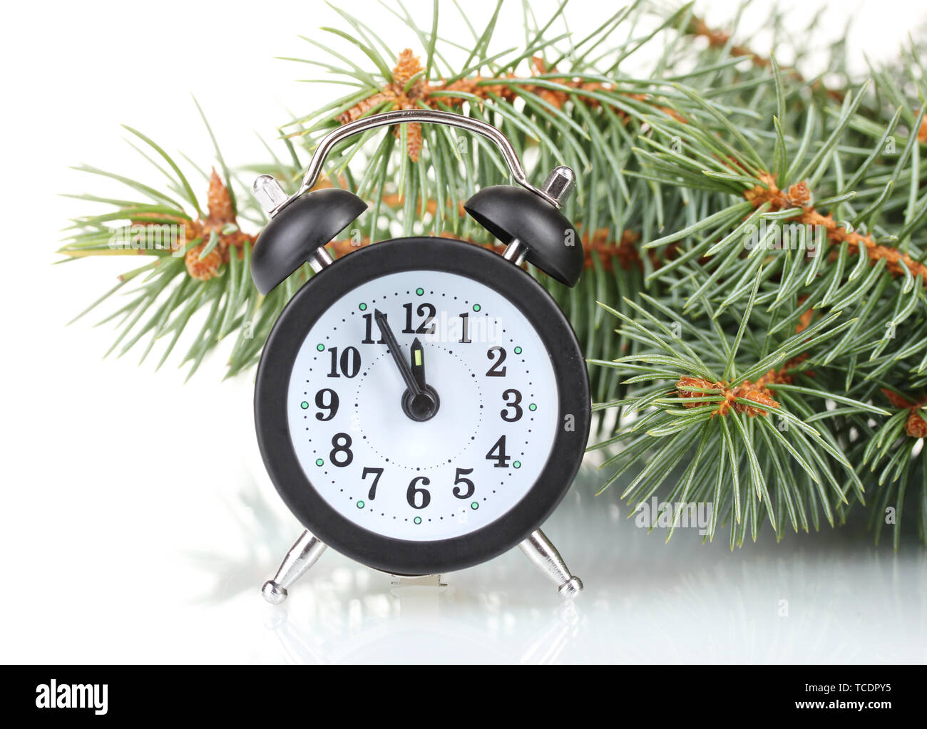Christmas clock and fir tree isolated hi-res stock photography and ...