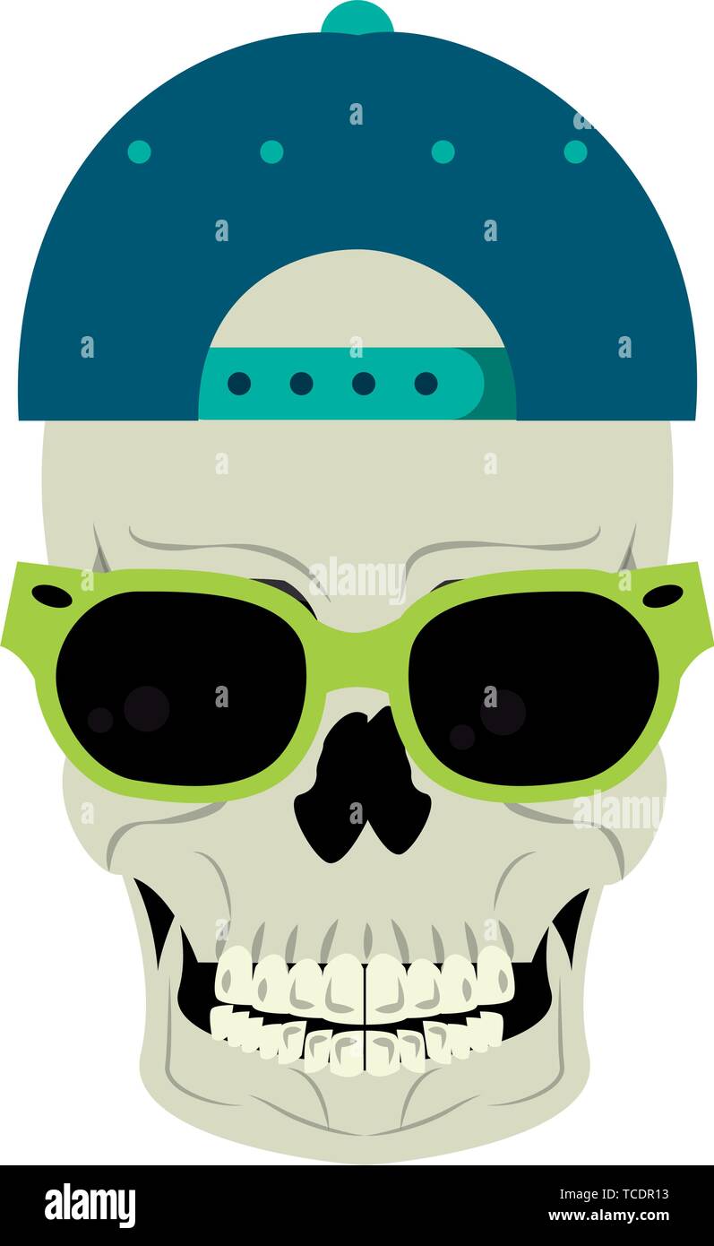Cool skull with sunglasses and hat cartoon Stock Vector Image & Art - Alamy