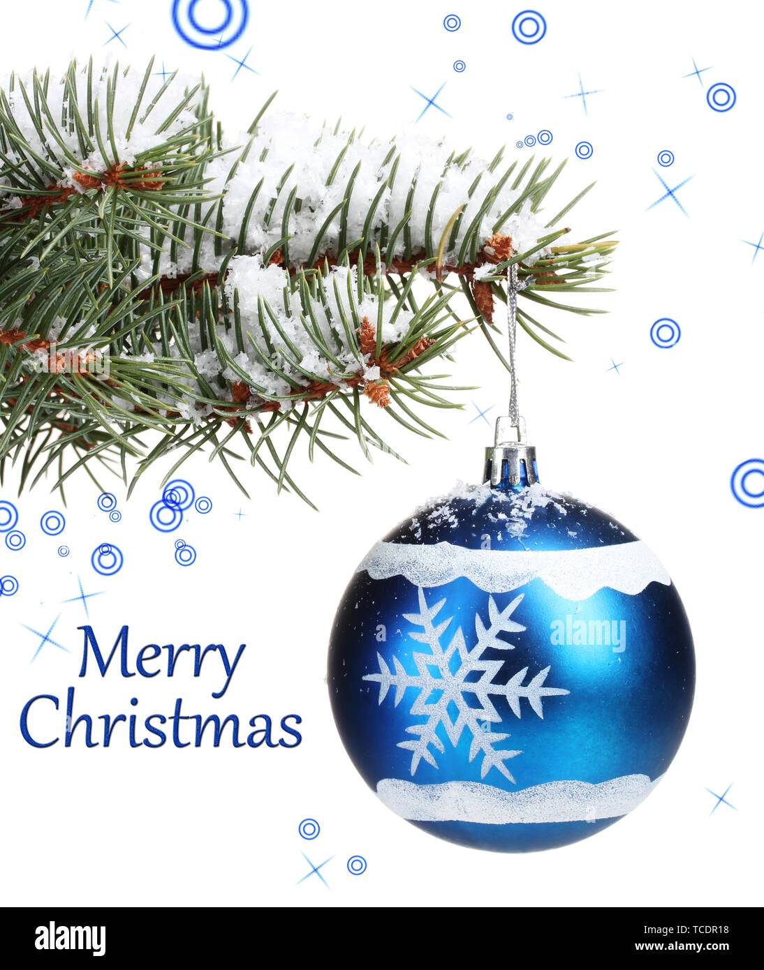 Christmas ball on the tree isolated on white Stock Photo - Alamy