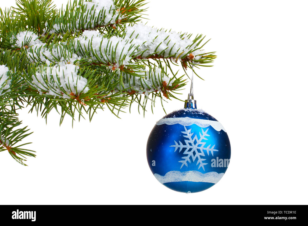 Christmas ball on the tree isolated on white Stock Photo - Alamy