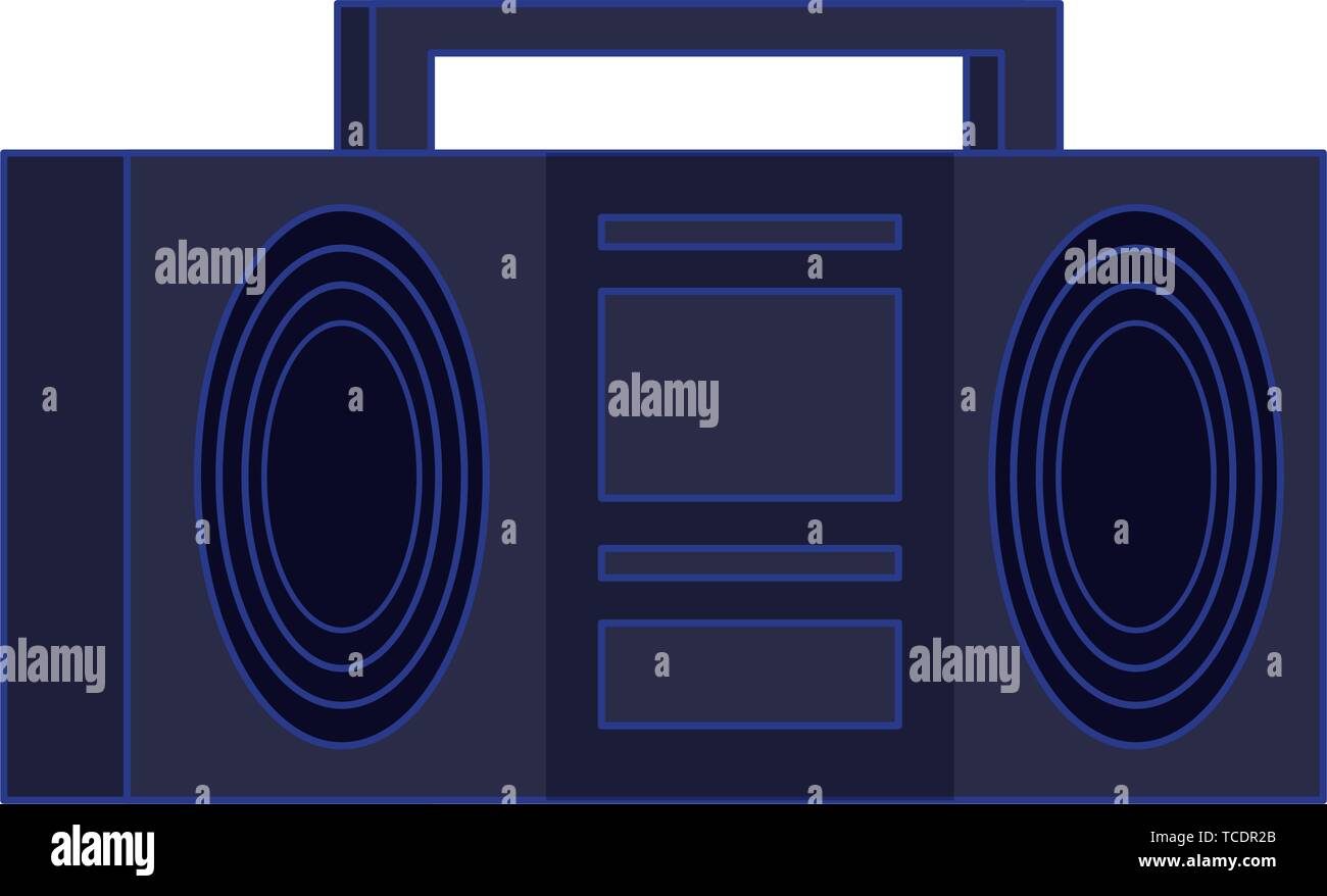 Retro videogame radio stereo pixelated cartoon isolated blue lines ...