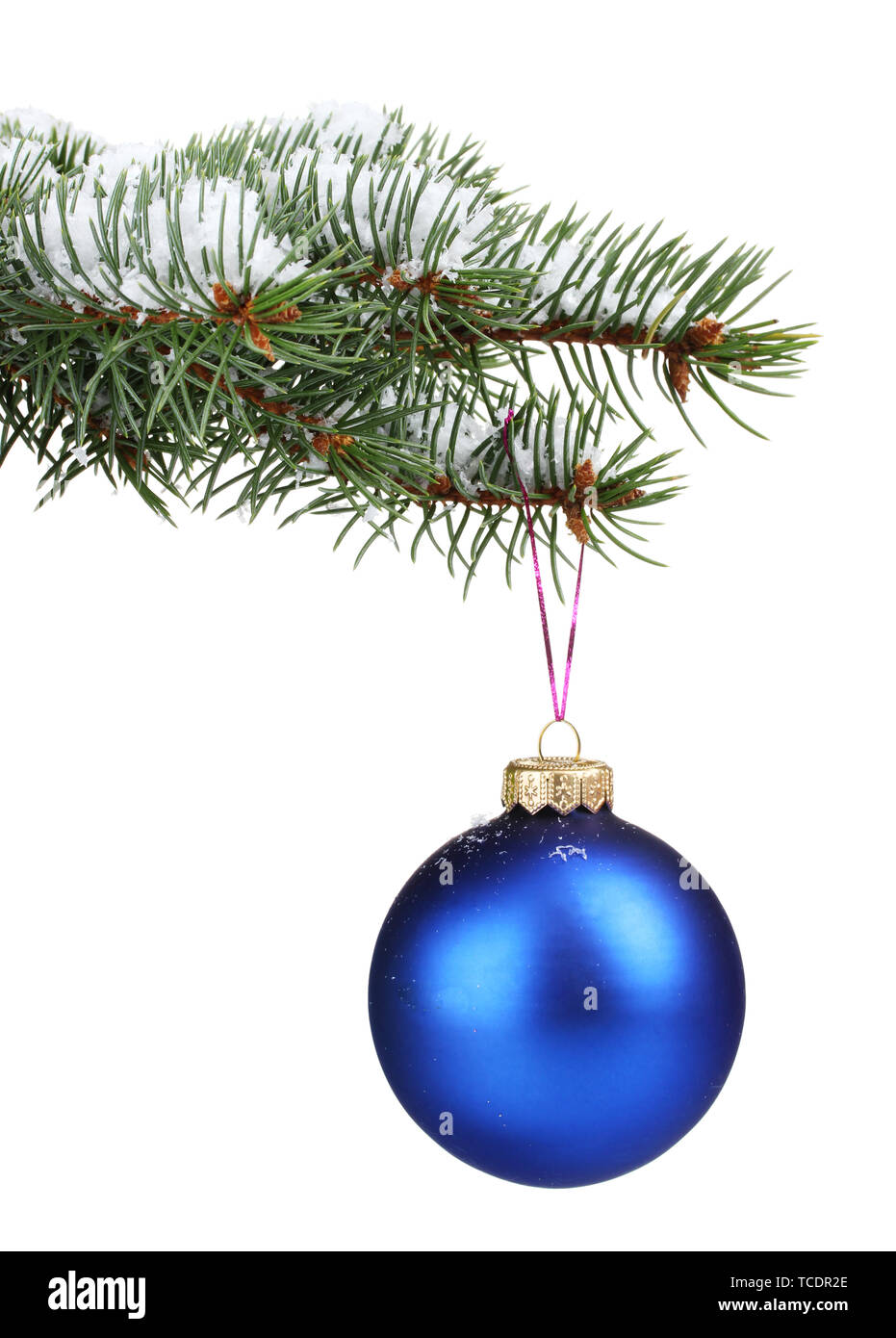 Christmas ball on the tree isolated on white Stock Photo - Alamy