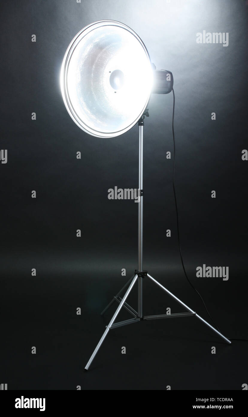 Studio flash with beauty dish on grey background Stock Photo - Alamy