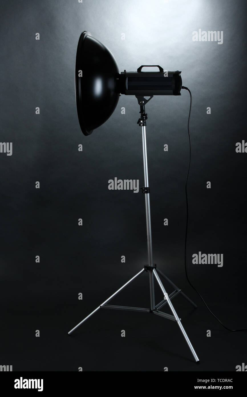 Studio flash with beauty dish on grey background Stock Photo - Alamy