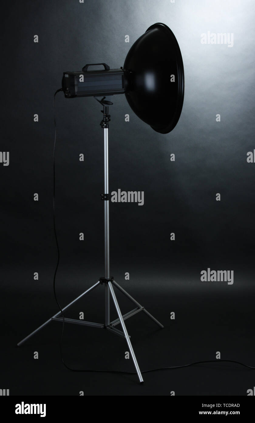 Studio flash with beauty dish on grey background Stock Photo - Alamy