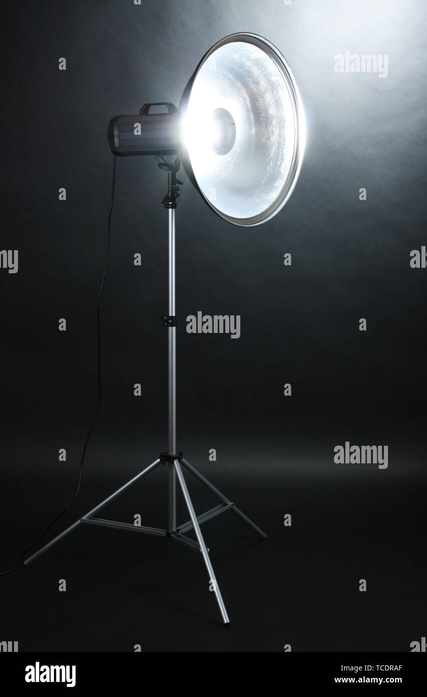 Studio flash with beauty dish on grey background Stock Photo - Alamy