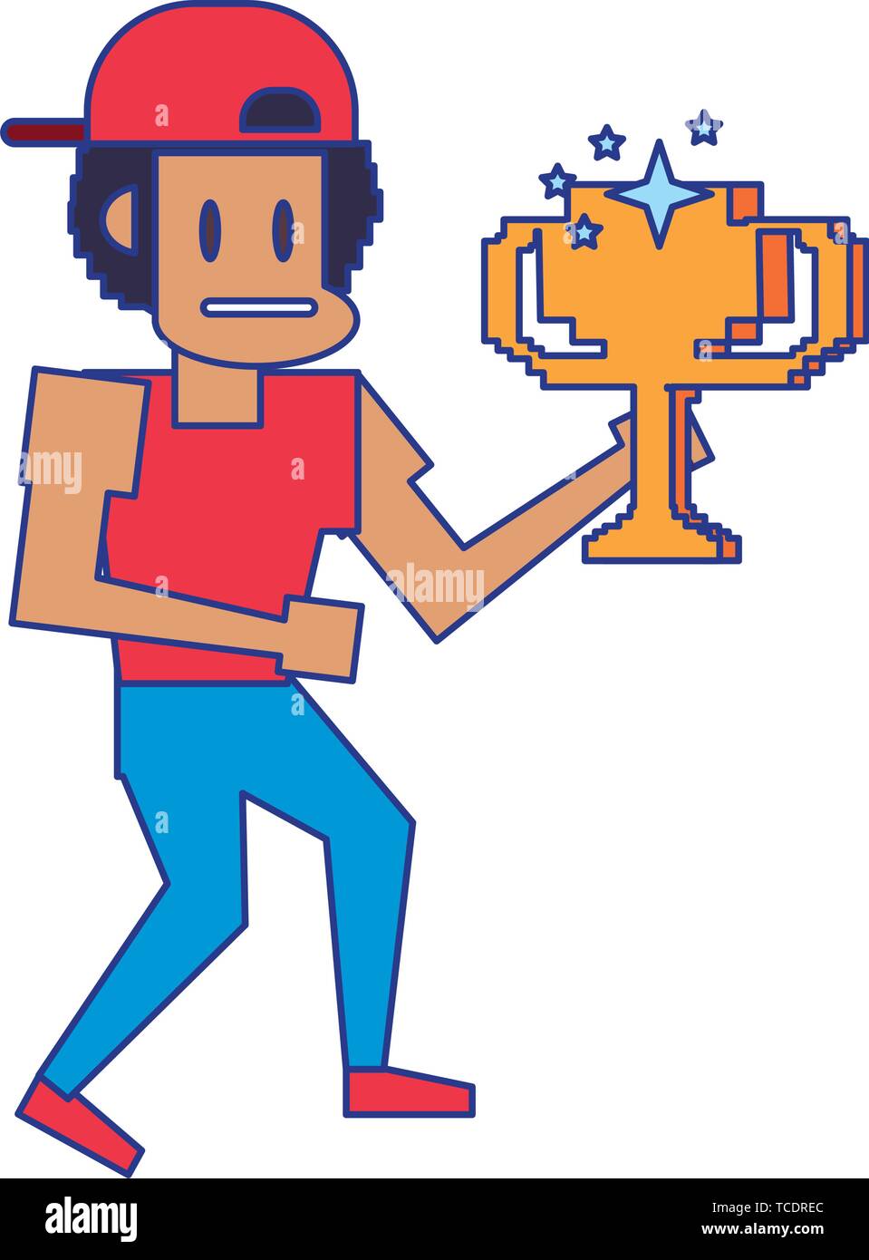 Retro videogame pixelated cartoons isolated blue lines Stock Vector ...