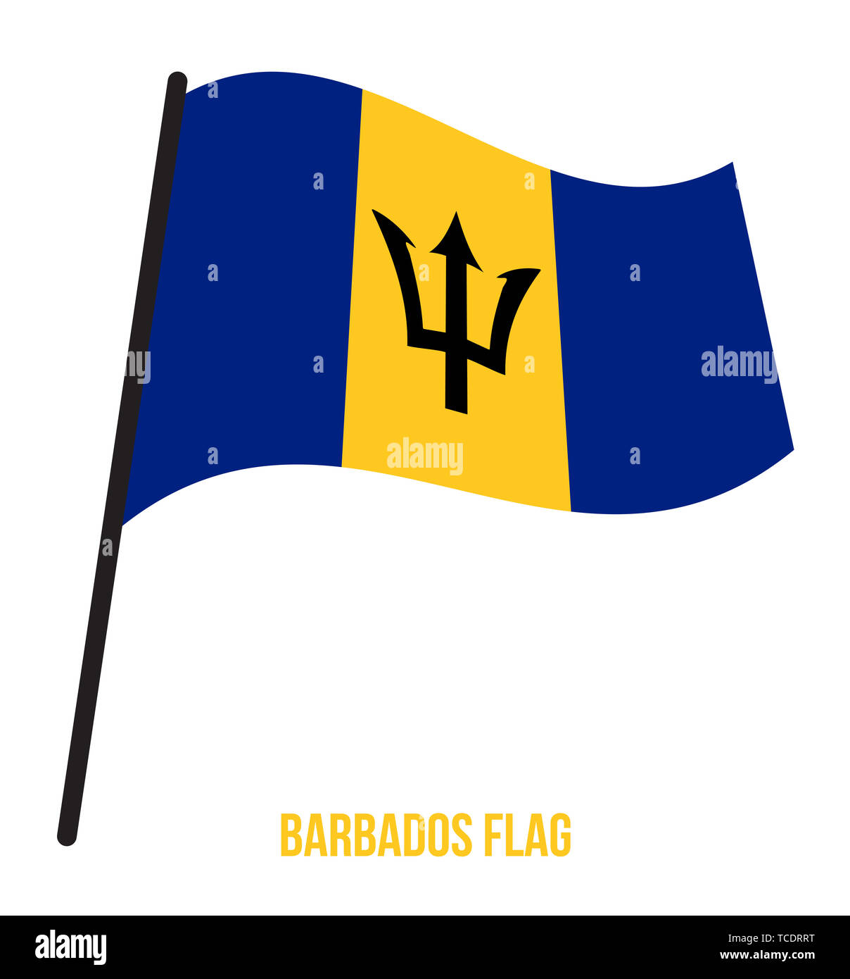 Barbados Flag Waving Vector Illustration on White Background. Barbados ...