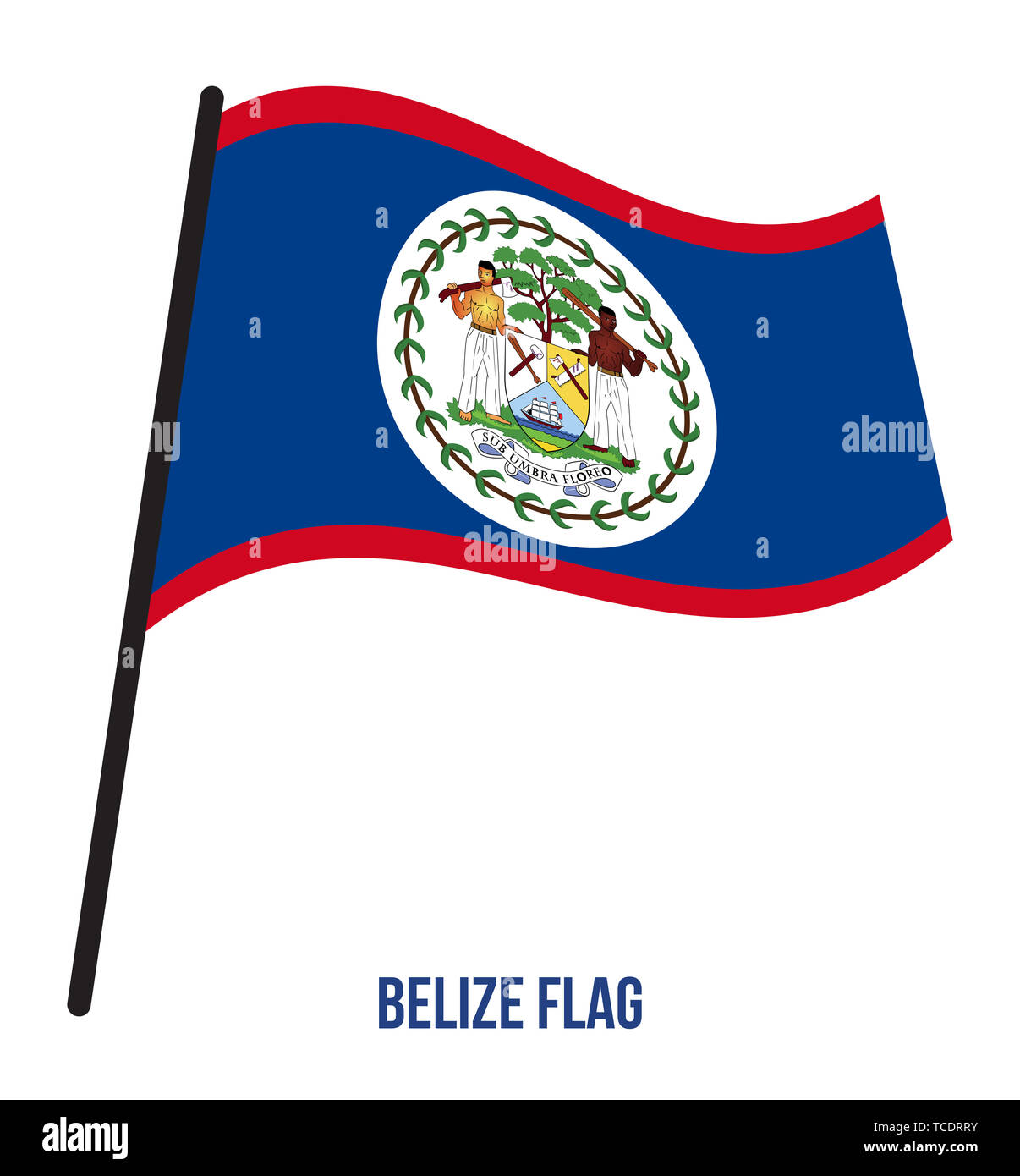 Belize flag on flag pole hi-res stock photography and images - Alamy